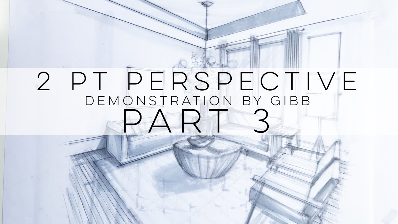 How to draw a 2 point perspective living room - boxes to furniture ...