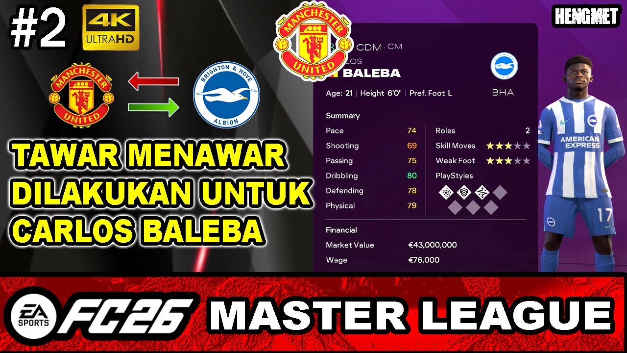 FC 26 MANCHESTER UNITED MASTER LEAGUE | NEGOSIASI TRANSFER CARLOS ...
