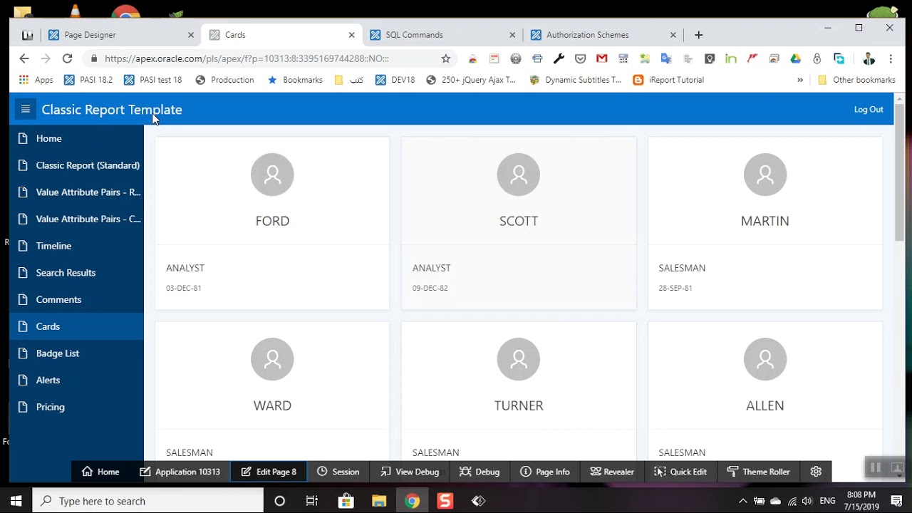 hide column in classic report [Card Template] Using Custom Template and ...