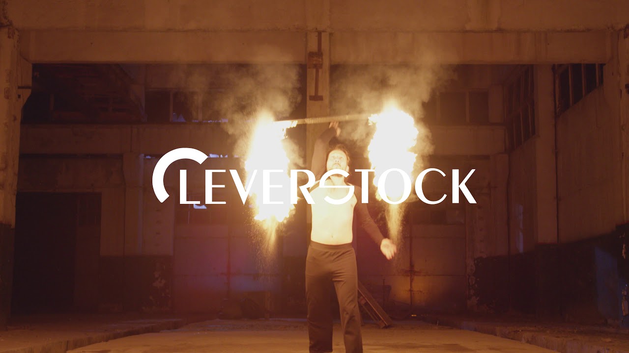 Male Acrobat Performing Fire Show In Darkness Dangerous Skillful Low ...