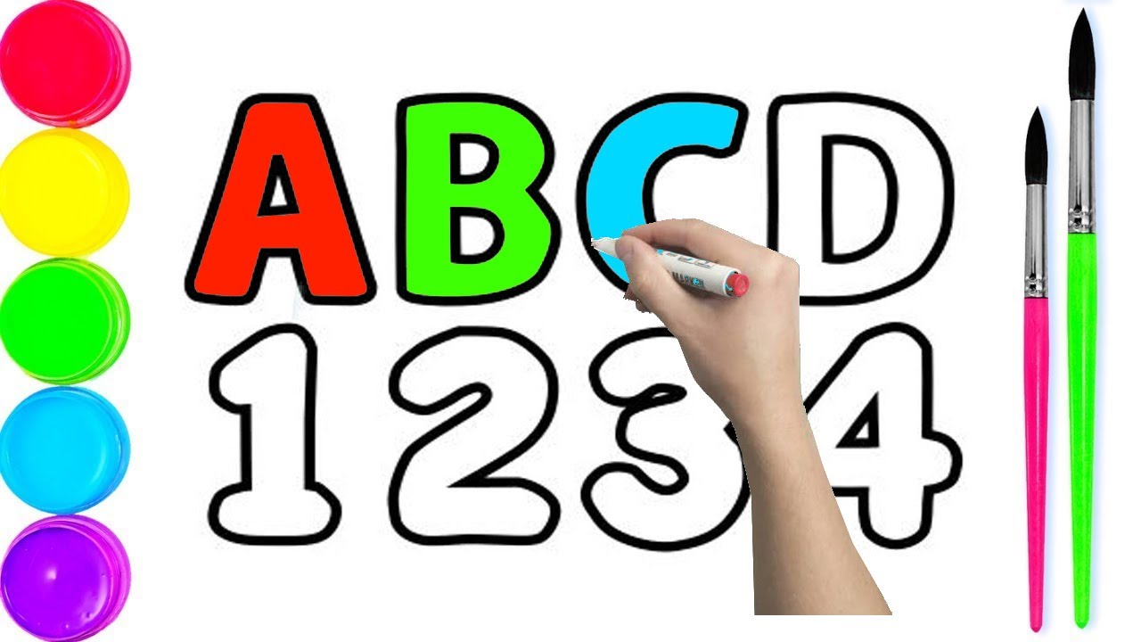 How to Draw Alphabets and Numbers ABCD & 1234 Easy For kids and ...