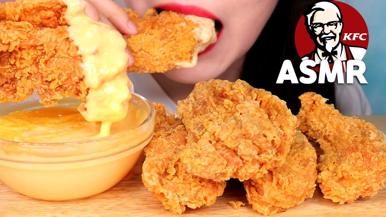 Asmr Kfc Fried Chicken Cheese Sauce フライドチキン 블랙라벨치킨 먹방 咀嚼音 Crunchy