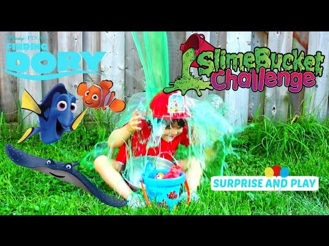 Slime Bucket Challenge with Finding Dory Bath Toys - YouTube