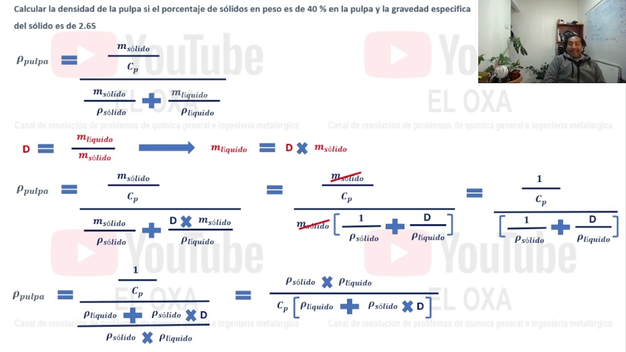 Determinar la densidad de la pulpa a partir del porcentaje de sólidos y ...