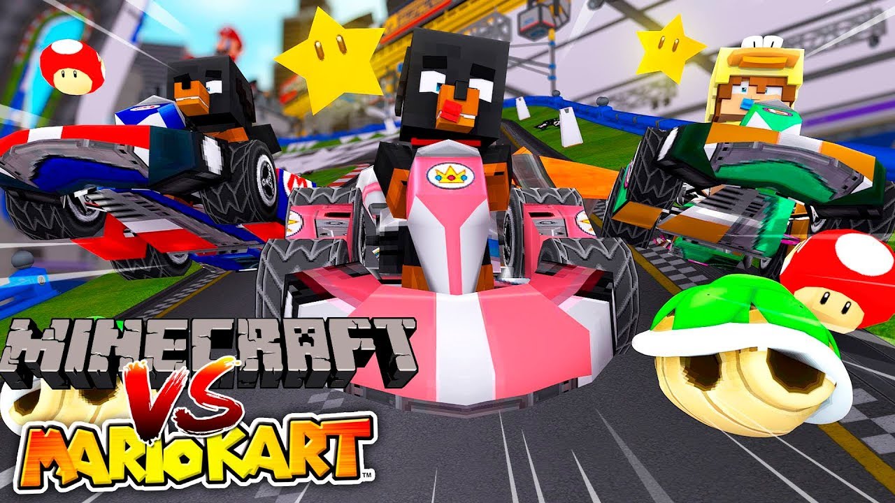 Minecraft - MARIO KART IN MINECRAFT - CRAZY RACE VERSUS BATTLE w/DONUT ...