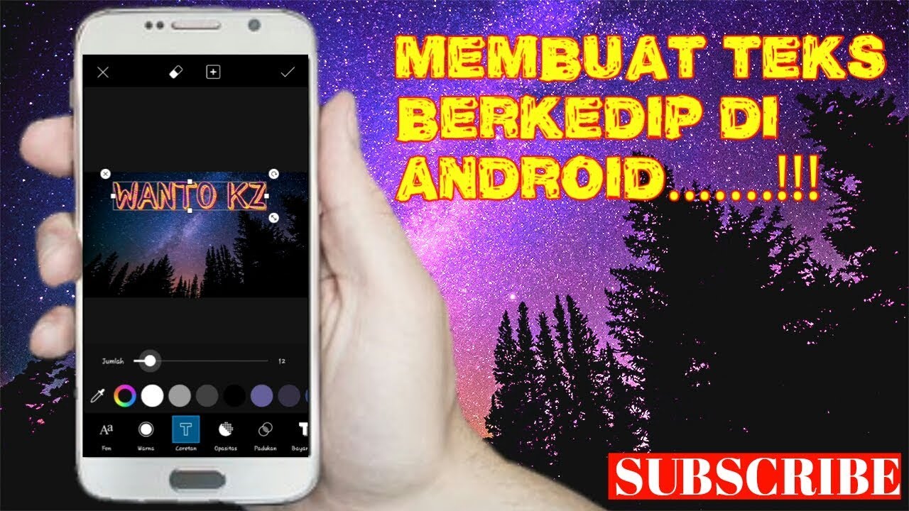 Cara membuat teks menyala seprti lampu strobo di android - YouTube