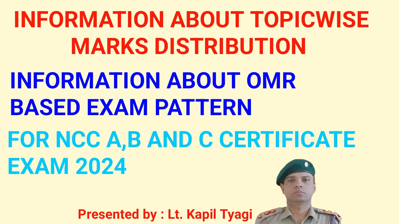 INFORMATION ABOUT MARKS DISTRIBUTION AND OMR BASED EXAM PATTERN IN NCC ...