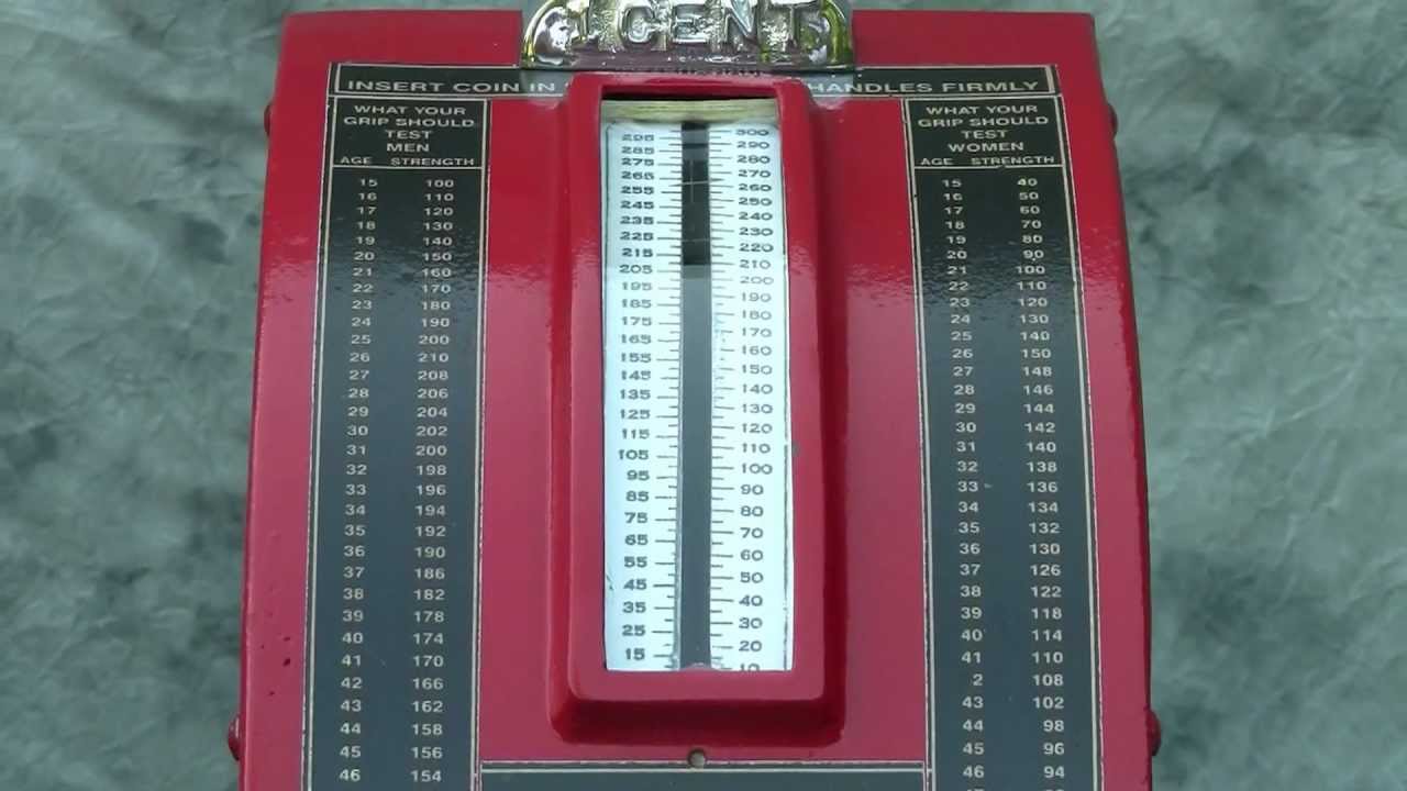Cast Iron ATLAS Grip Strength Tester Penny Arcade Coin Op Machine - YouTube