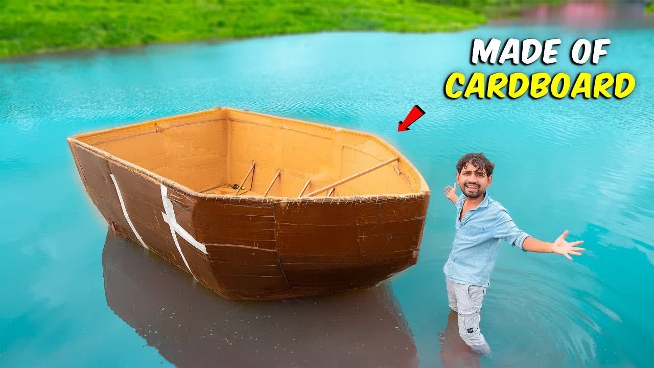 Can a large cardboard boat swim...? Paperboard boat underwater - YouTube