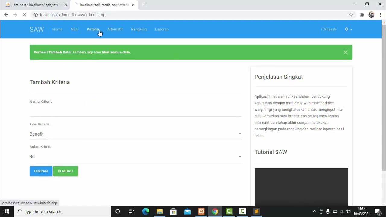 Source code plikasi metode SAW Simple Additive Weighting untuk data Produk - YouTube