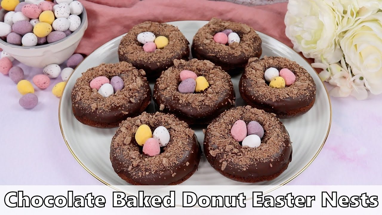 Chocolate Baked Donut Easter Nests Recipe - YouTube
