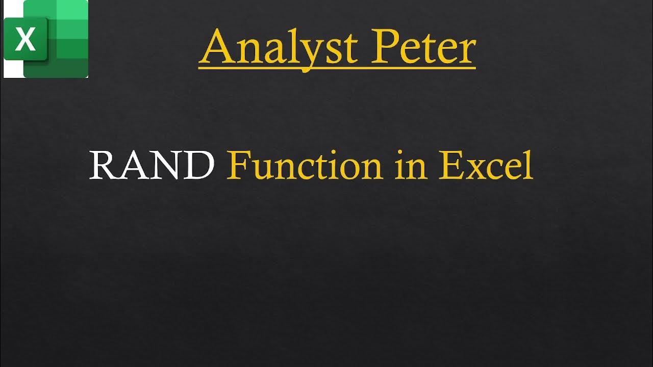 Rand Function in Excel - YouTube
