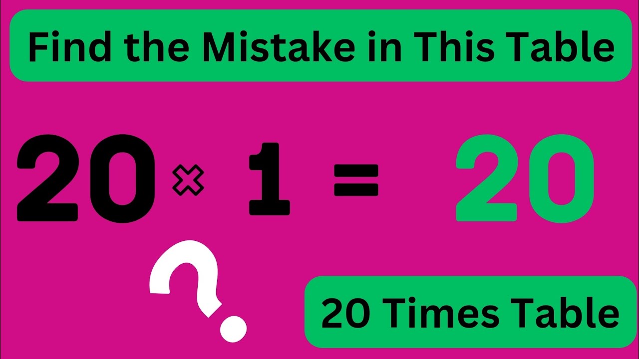 20 Times Table - Table of 20 - 20 Multiplication - 20 ka pahada - YouTube