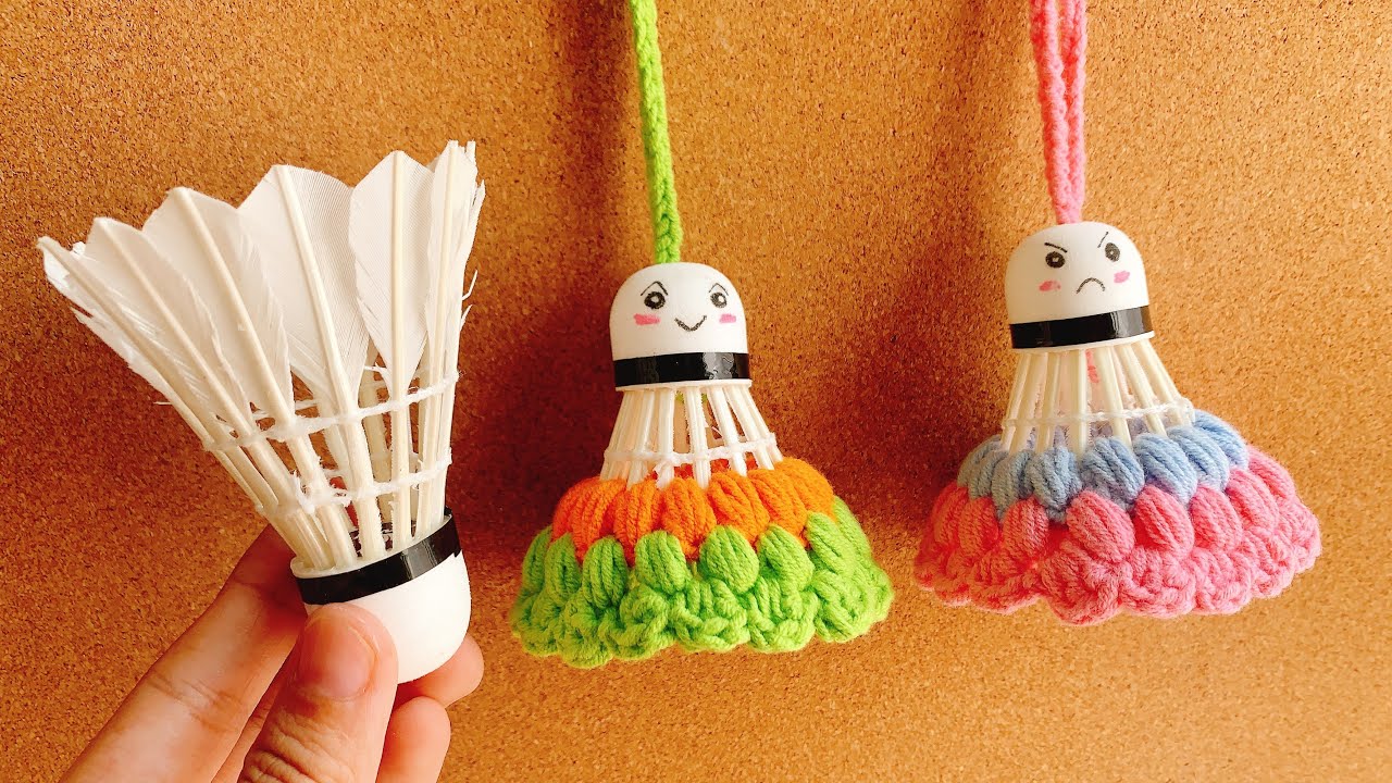 Crochet badminton keychain || Suttlecock Amigurumi turorial | Hướng dẫn ...