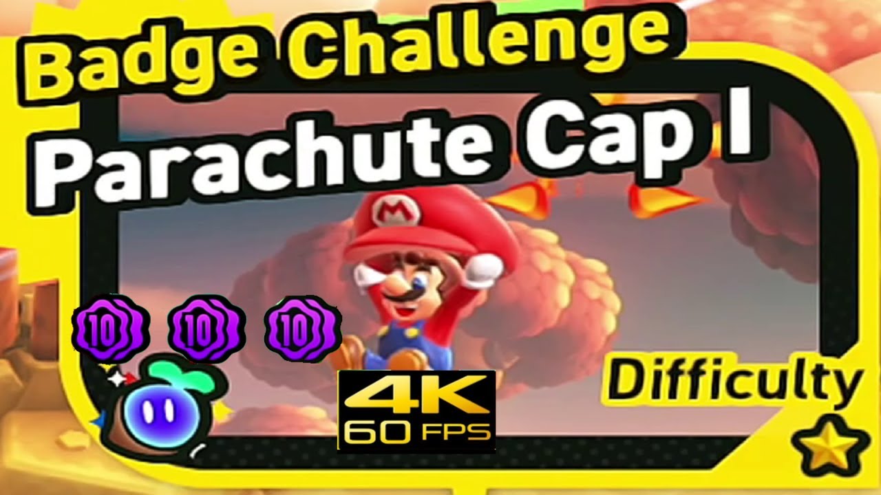 Super Mario Bros. Wonder Gameplay - Badge Challenge Parachute Cap I [4K ...