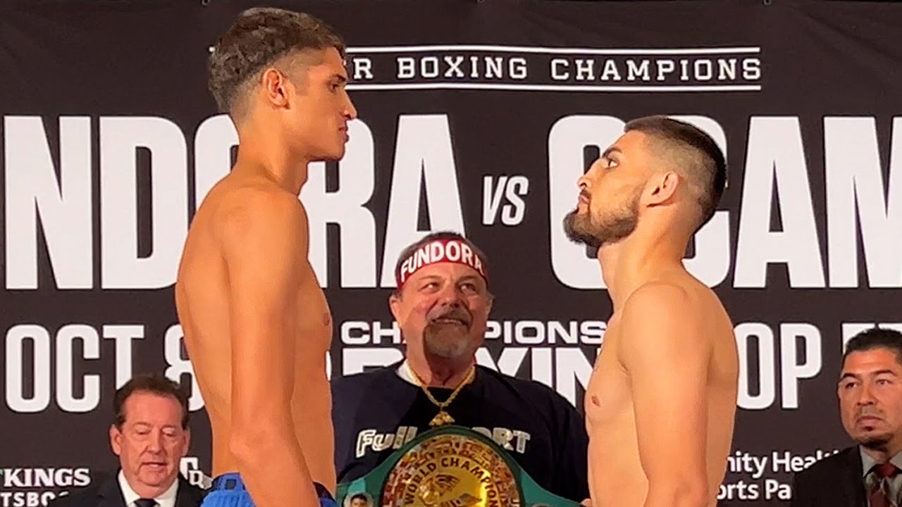 GIANT SEBASTIAN FUNDORA TOWERS OVER CARLOS OCAMPO AT WEIGH IN • FULL ...