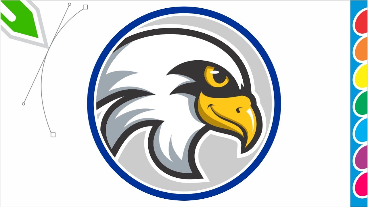 Eagle face drawing with CorelDraw | Flat Vector Style | CorelDraw ...