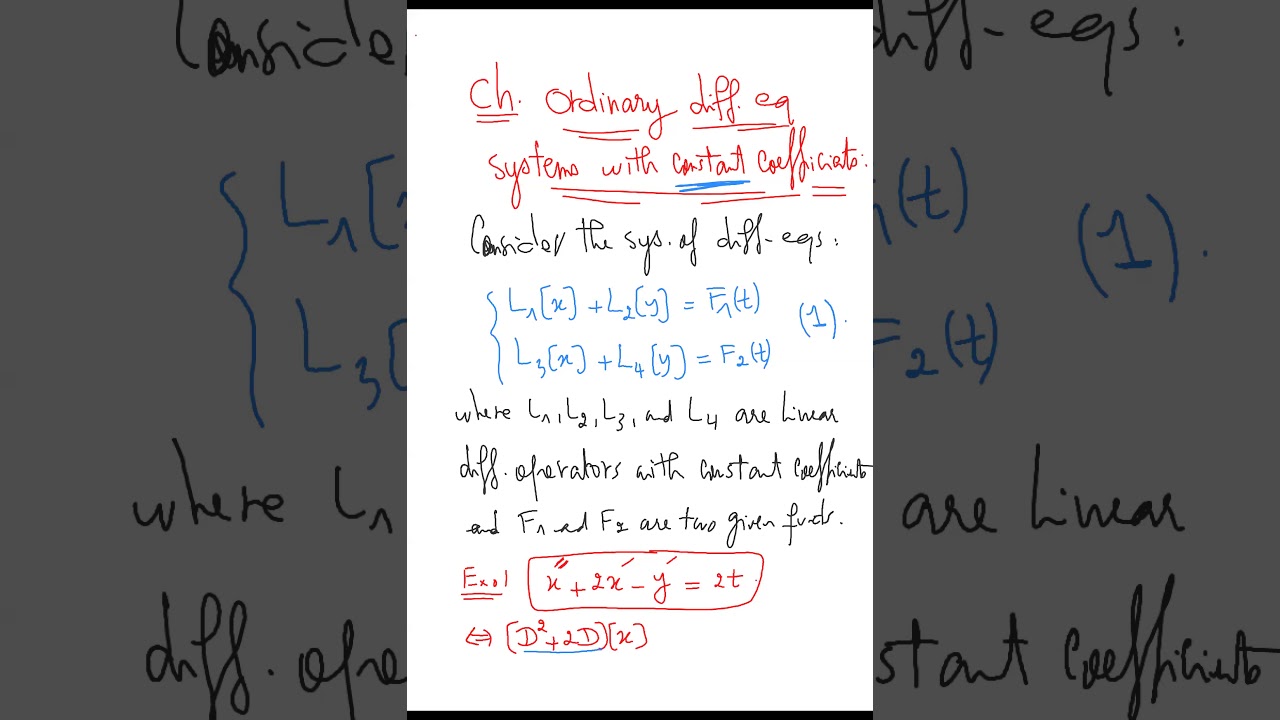 Math204_Lecture24: Ordinary Diff. Eqs systems with constant ...