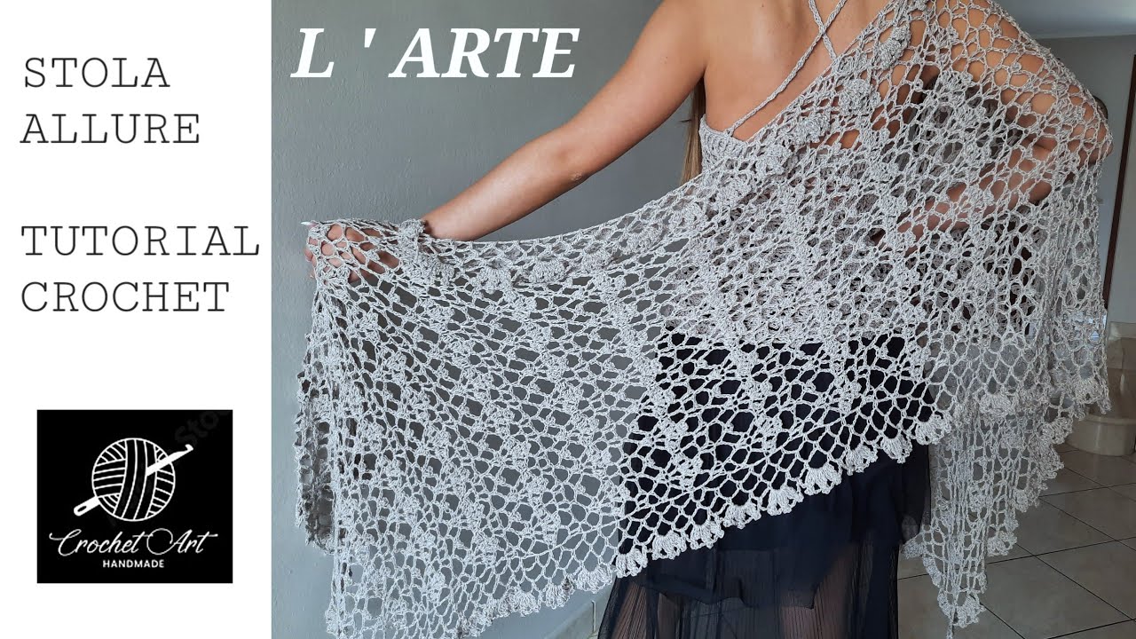 STOLA ALLURE TUTORIAL UNCINETTO/ CROCHET CERIMONIA /FESTA #crochet # ...