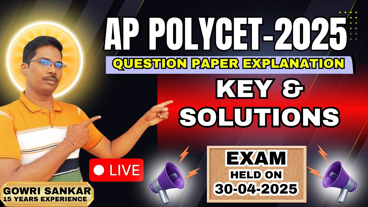 AP Polycet 2025 Question Paper Key and Solutions Explanations - YouTube