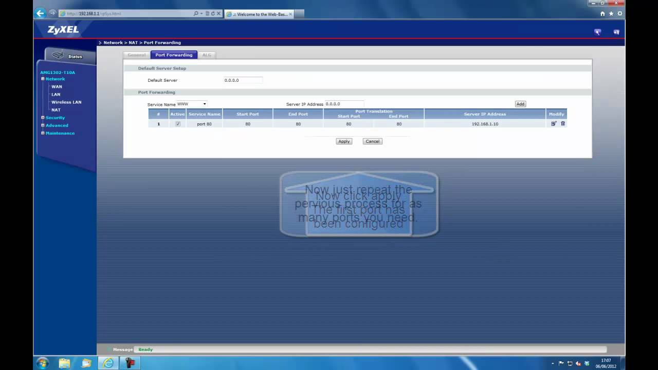 Zyxel Xbox live Port forwarding on AMG1202-T10A - YouTube