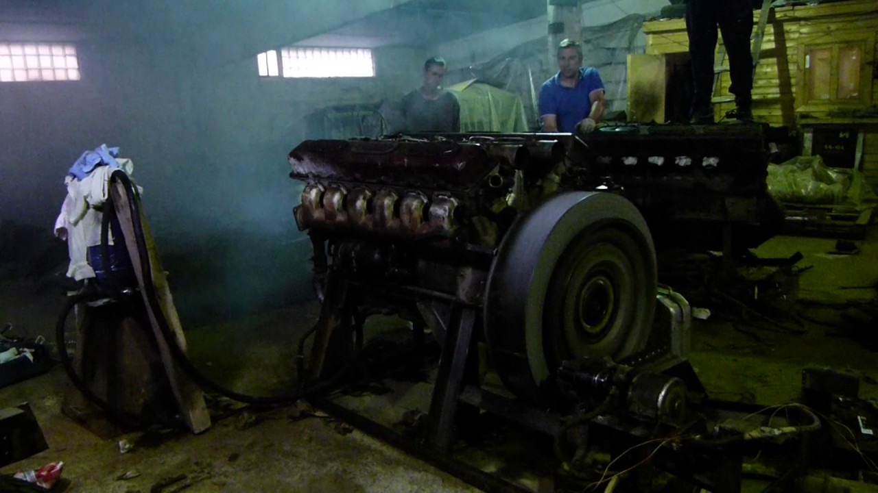 T-34 engine start - YouTube