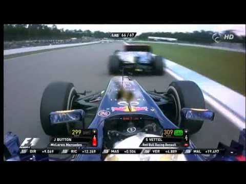 S. Vettel overtakes J. Button last laps F1 German GP 2012