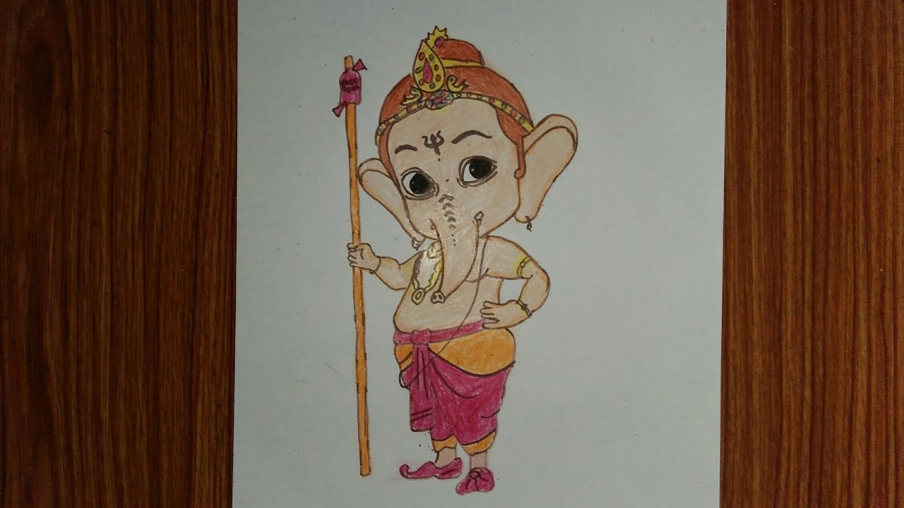 How to draw baal ganesh step by step||Vinayaka chavithi special drawing ...