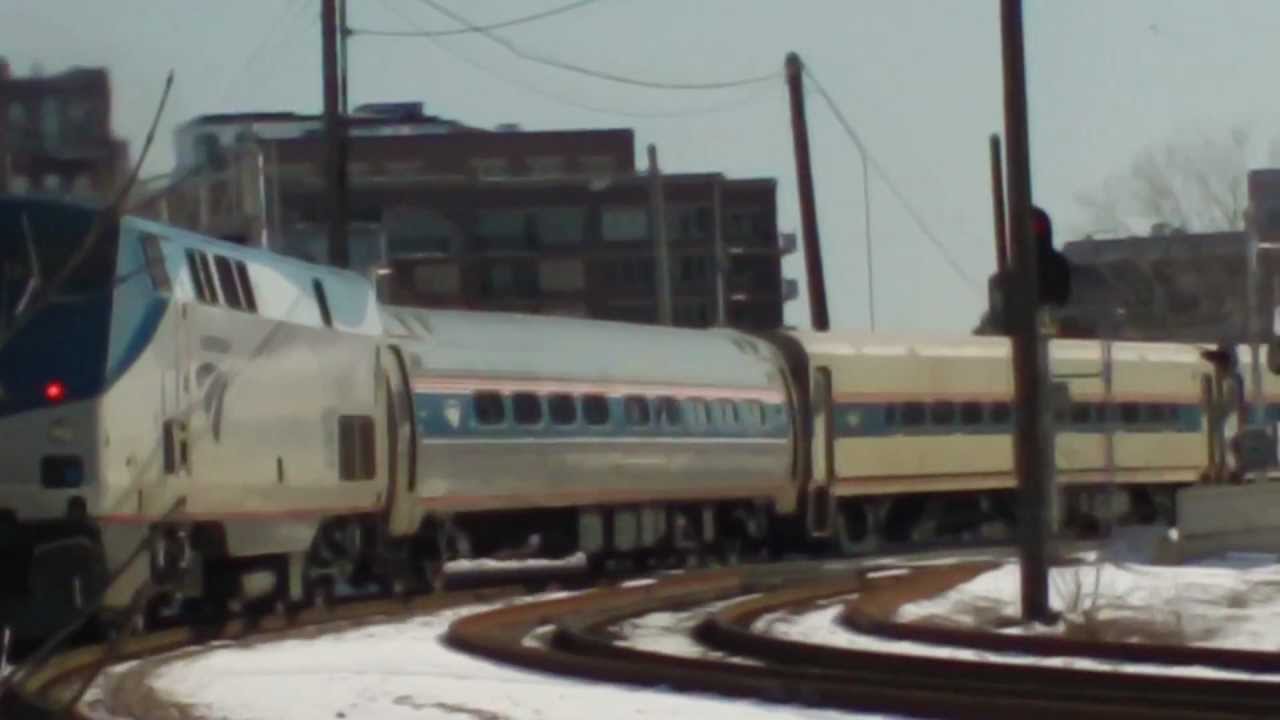 AMTRAK 90221 & AMTRAK 16 departing from the Milwaukee Intermodal ...