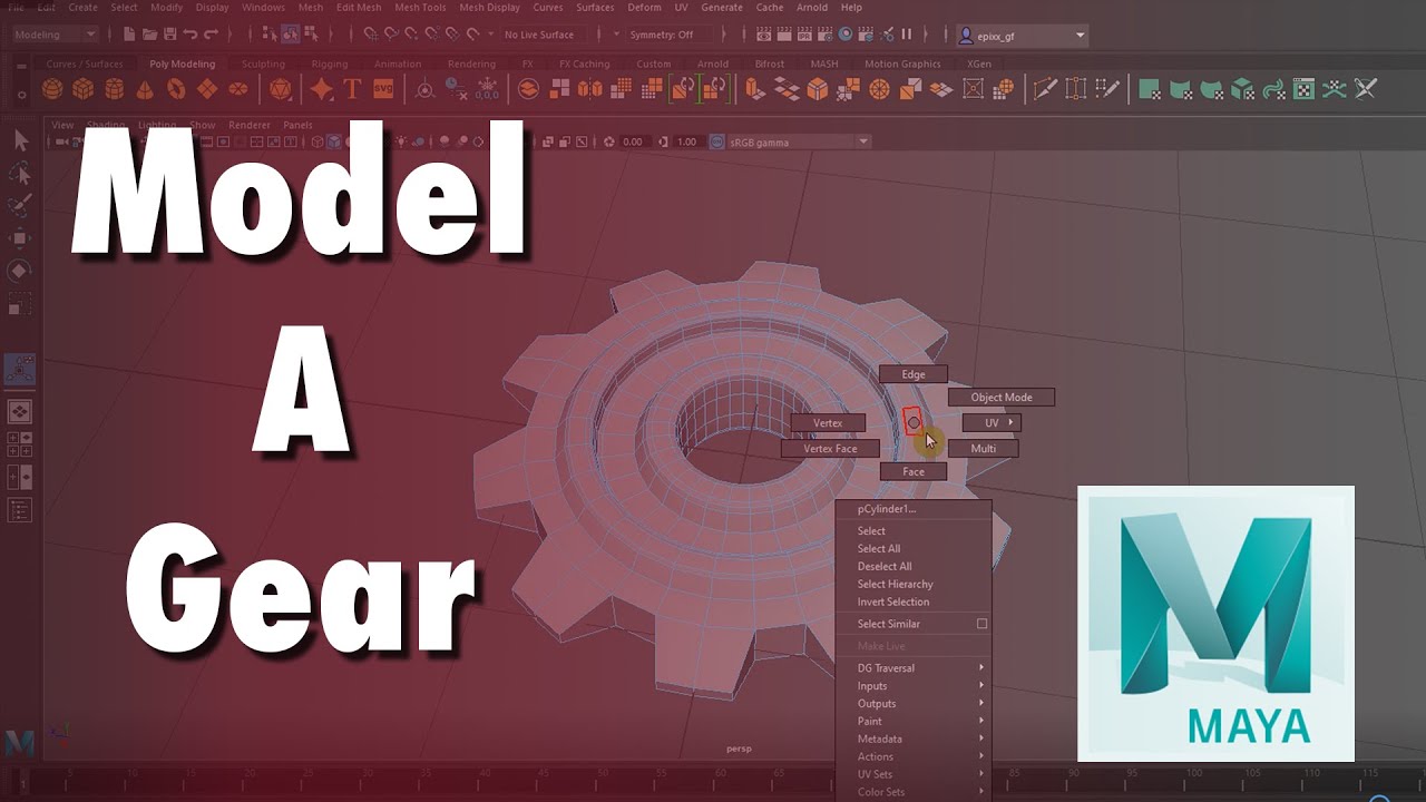 Modeling a Gear in Maya 3D - YouTube