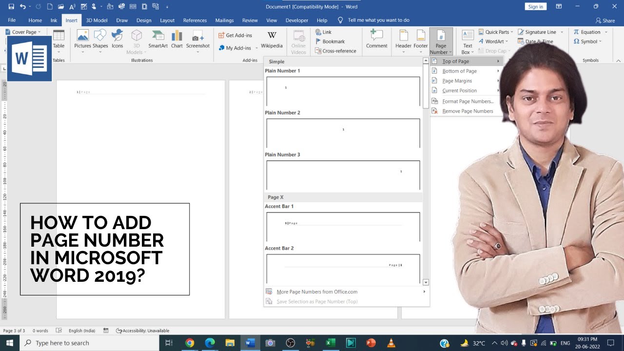How To Add Page Number In Microsoft Word 2019 Microsoft Word Me Page How To Add Page Number In Microsoft Word 2019 Microsoft Word Me Page