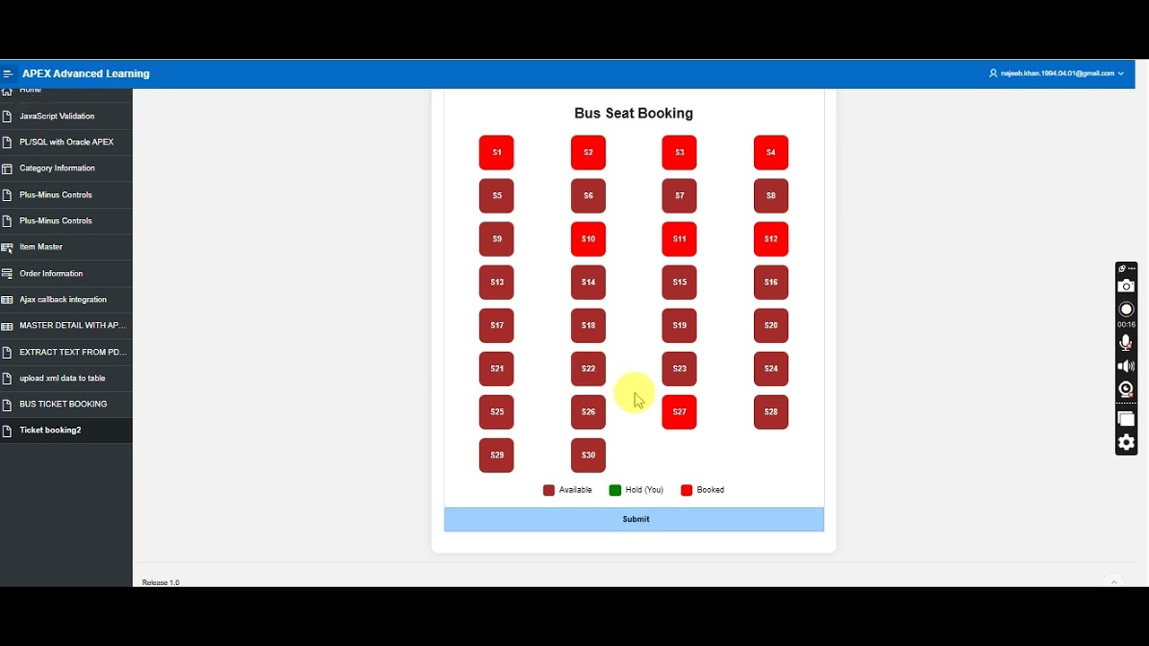 Ticket booking Using Oracle APEX - YouTube