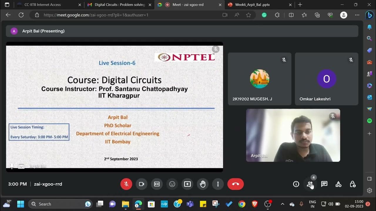 Week-6 NPTEL-Digital Circuits-Live session-6 (noc23_ee115)- TA Arpit Bal - YouTube