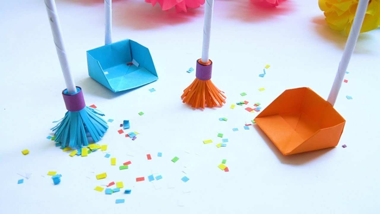 Easy Origami Broom and Dustpan tutorial - YouTube