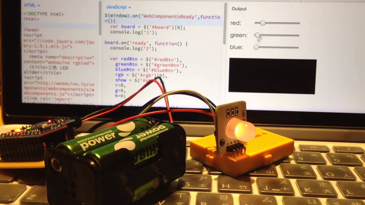 Webduino - 用 JS 做 LED 三色調色燈 - YouTube
