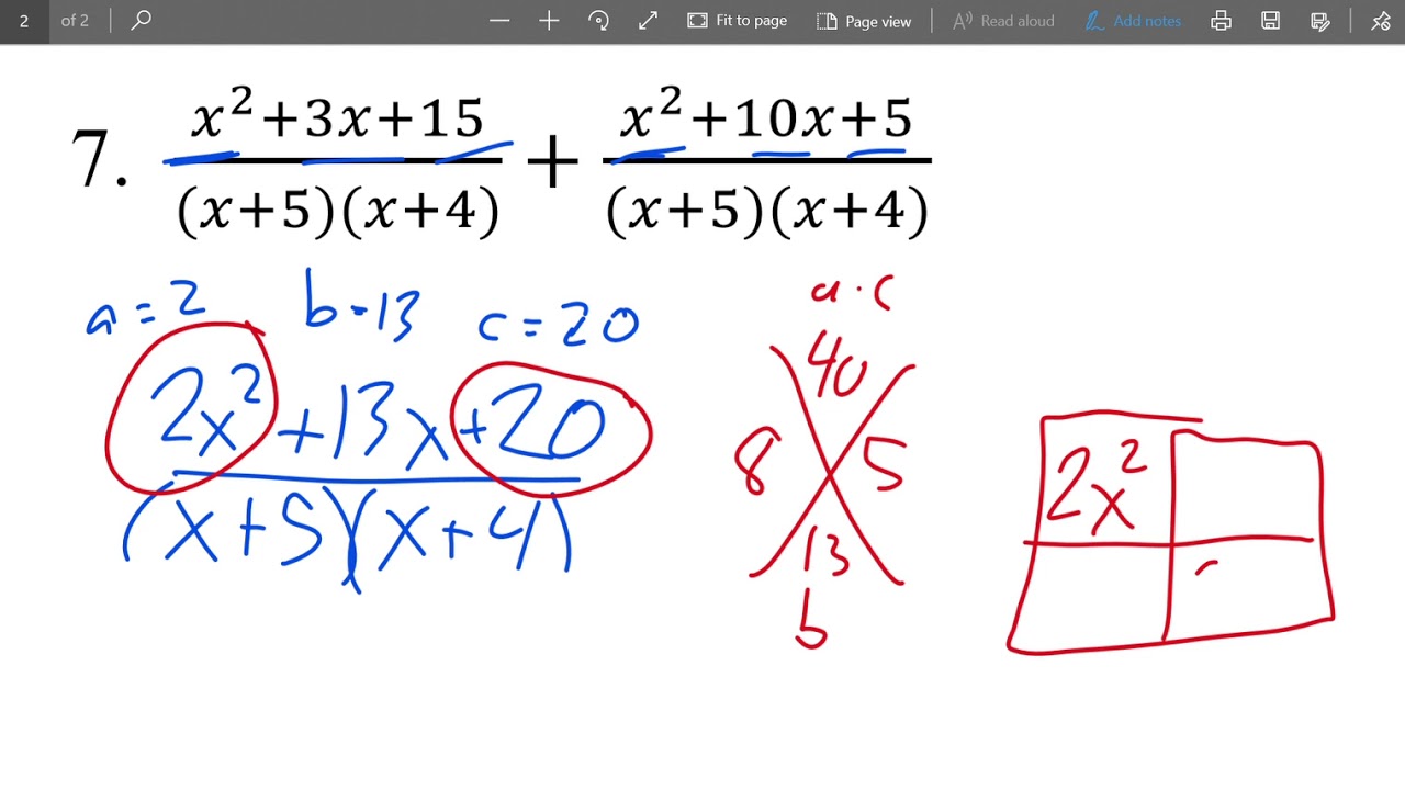 Adding Rational Expressions 1C #7 - YouTube