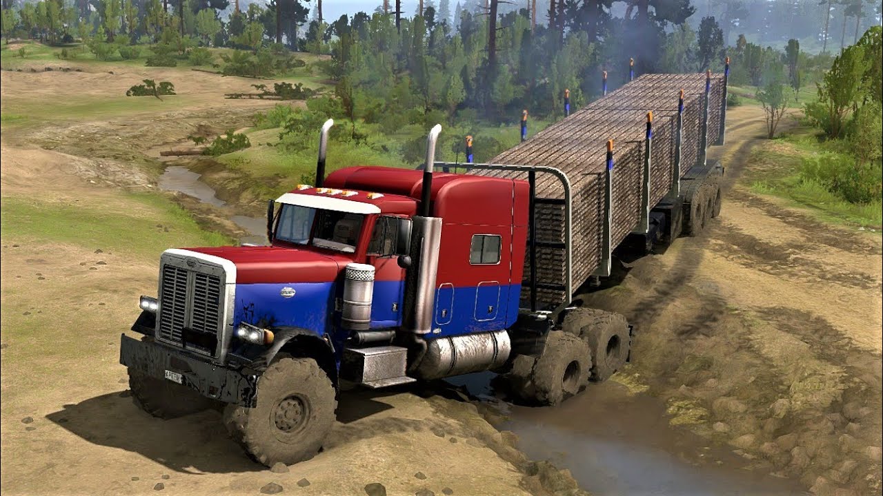 Spintires MudRunner Peterbilt 379 Semi Truck Driving Through The Mudy ...