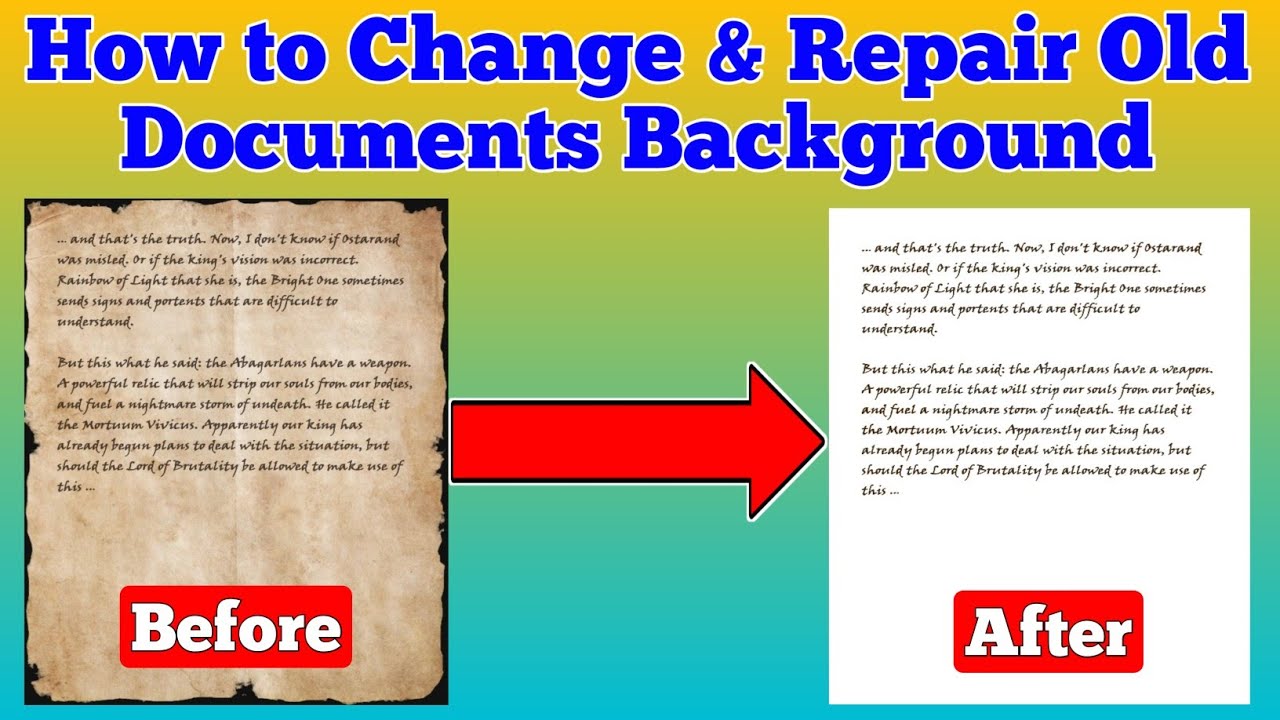 How to edit and change documents background | scanned document ko clean ...
