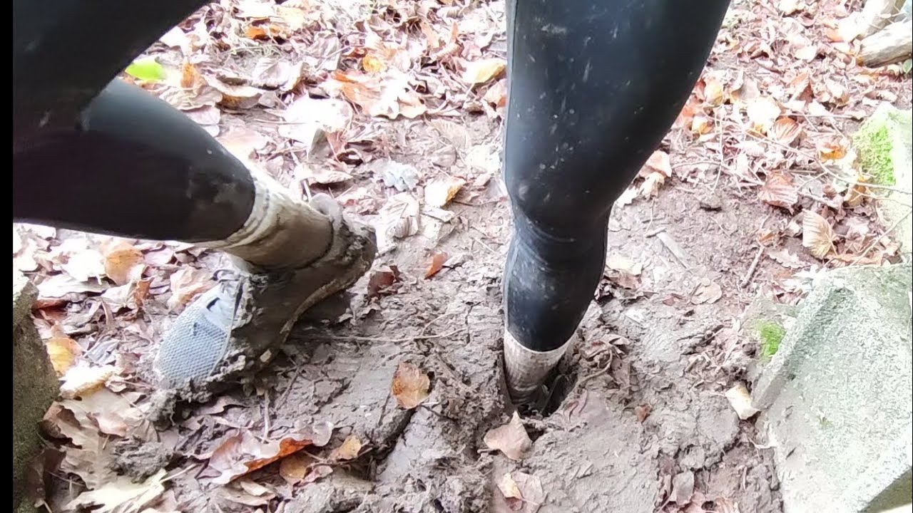 legging sinking in mud with Adidas shoes getting stuck in mud - YouTube
