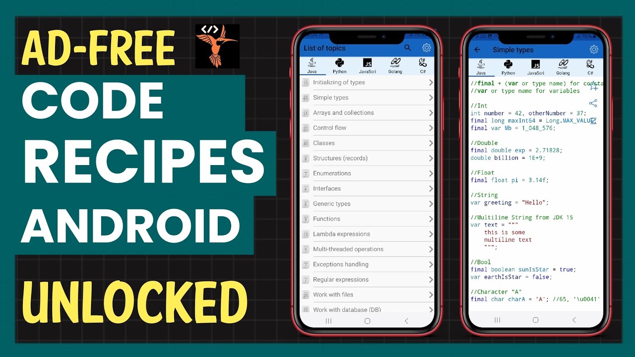 Best Free Code Recipe App for Android - YouTube