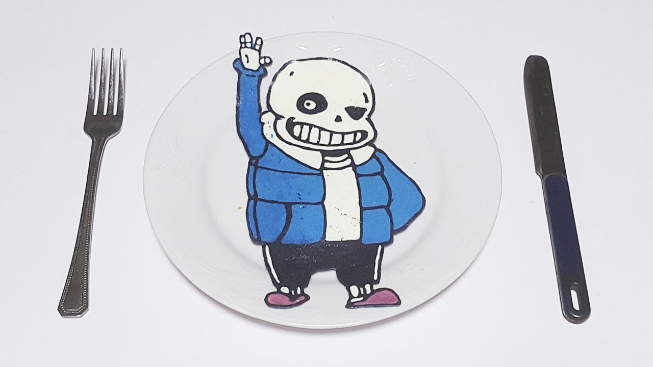 팬케이크 아트 pancake art 언더테일 샌즈 (how to draw undertale sans) #33 - YouTube
