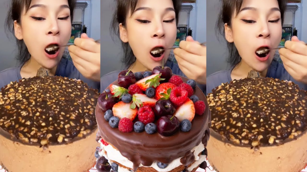 Asmr🍰Eating Chocolate Fruit Cake🍰 (Soft And Waxy Sound) 크림丨먹방丨Mukbang丨 ...