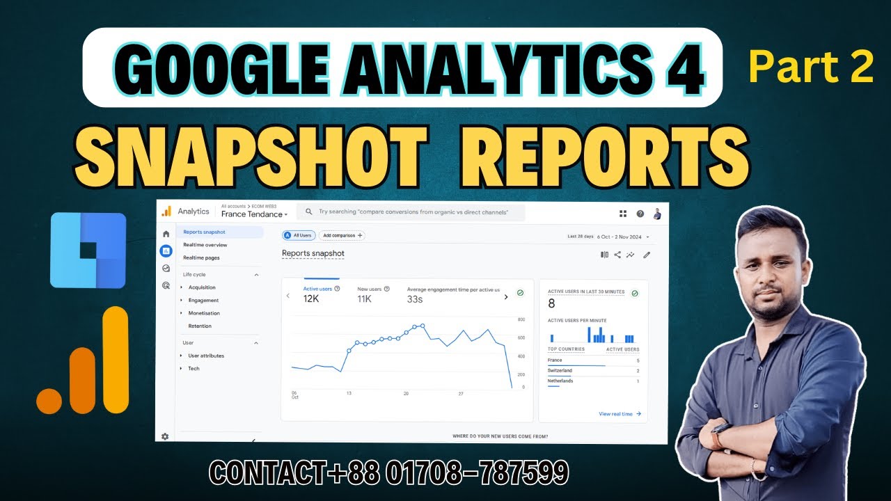 Watch Google Analytics 4 Reports Snapshot Tutorial | Quick Insights for ...