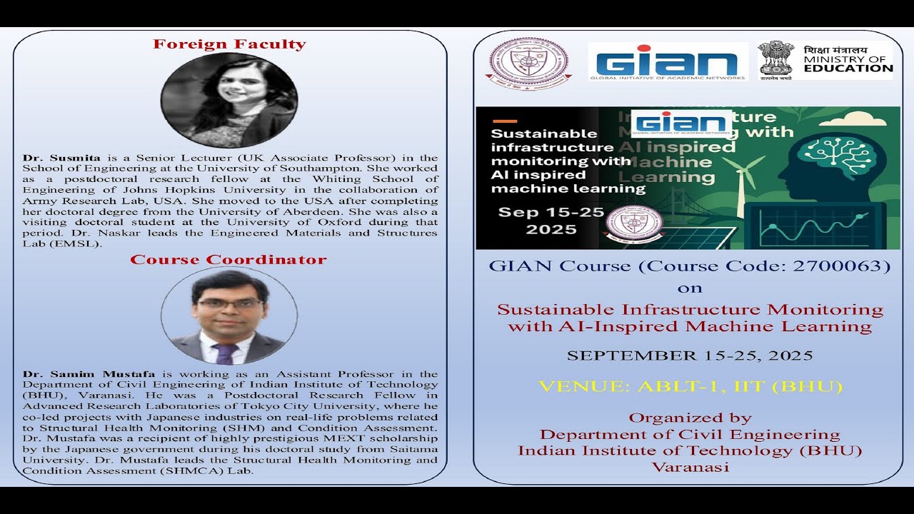 GIAN course on Sustainable Infrastructure Monitoring with AI-inspired ...
