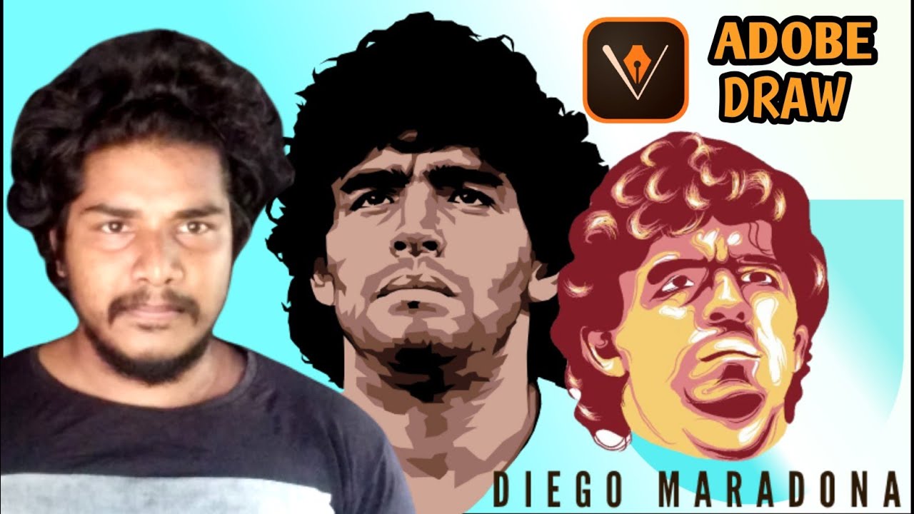 HOW TO DRAW MARADONA in adobe draw | Adobe draw illustrator | Mixed ...