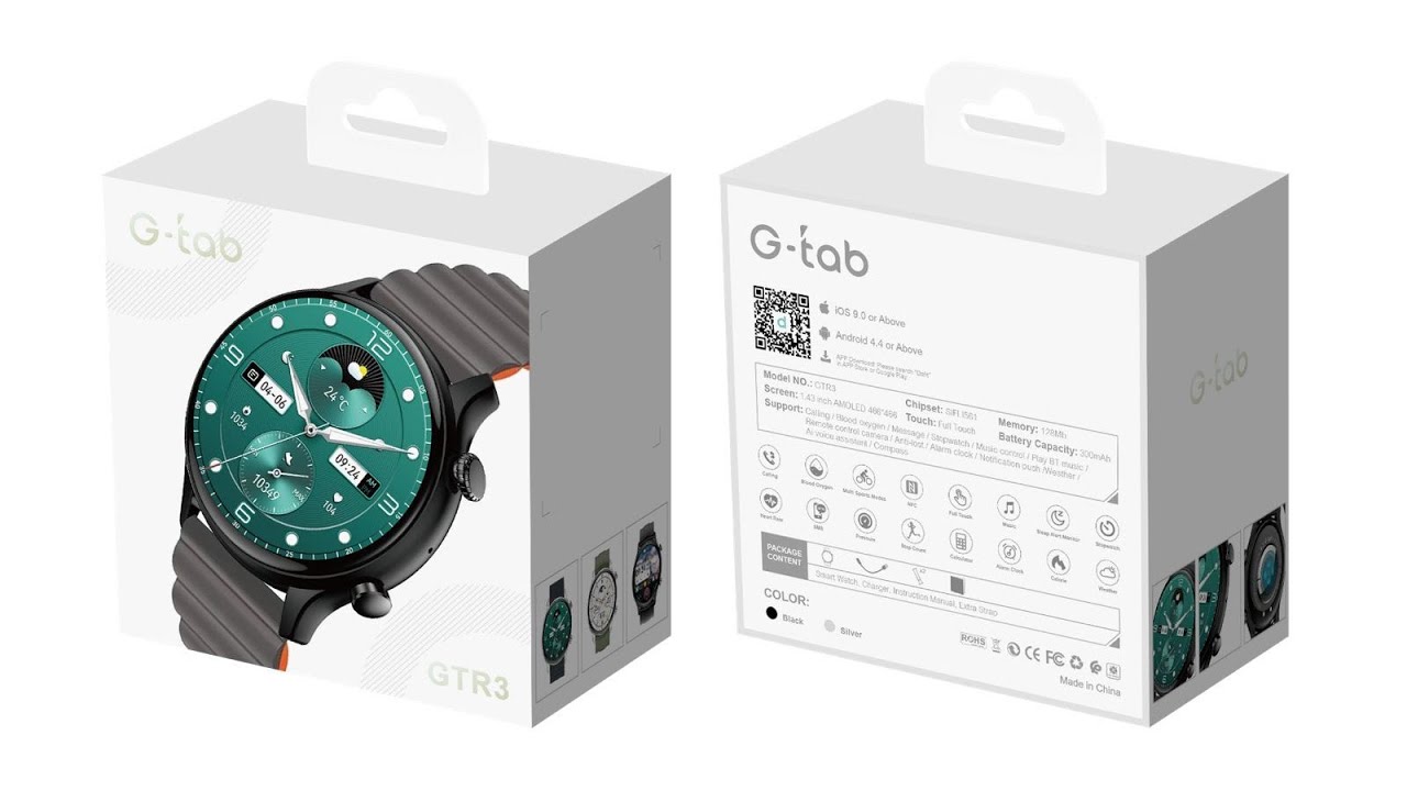 G-Tab GTR3 Smart Watch with Extra Straps Wireless Charging - YouTube