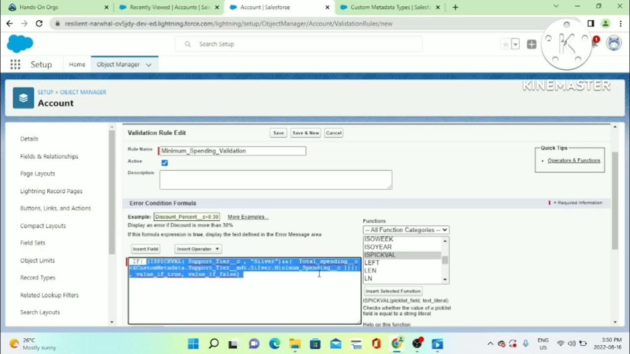 Use Custom Metadata in Validation Rules in Salesforce Lightning - YouTube