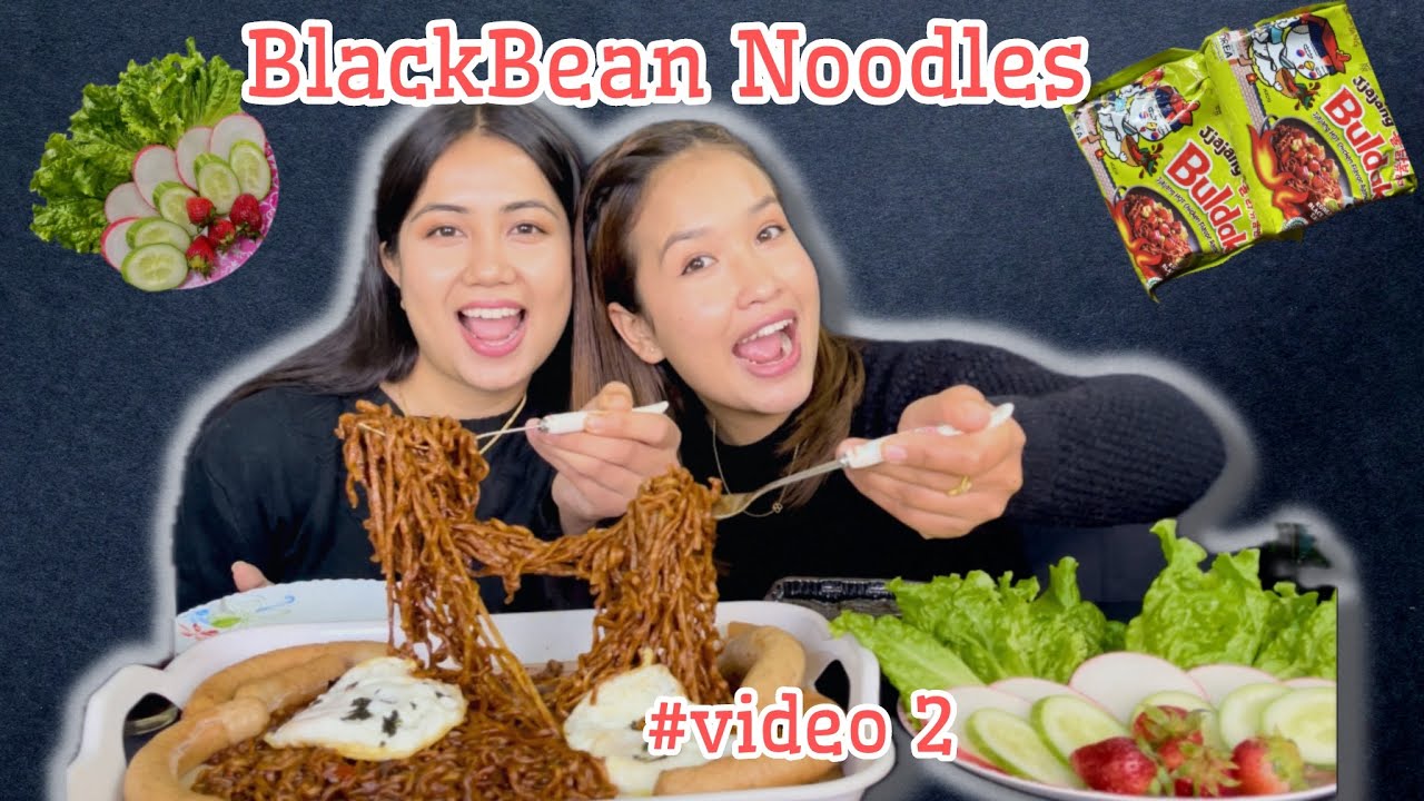 ASMR BLACK BEAN FIRE NOODLES AND BIG SAUSAGE MUKBANG||EATING SOUND ...