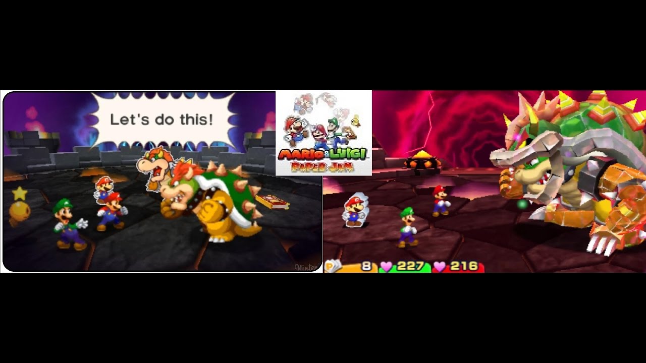Mario and Luigi Paper Jam Boss Fights Bowser & Paper Bowser/Shiny ...