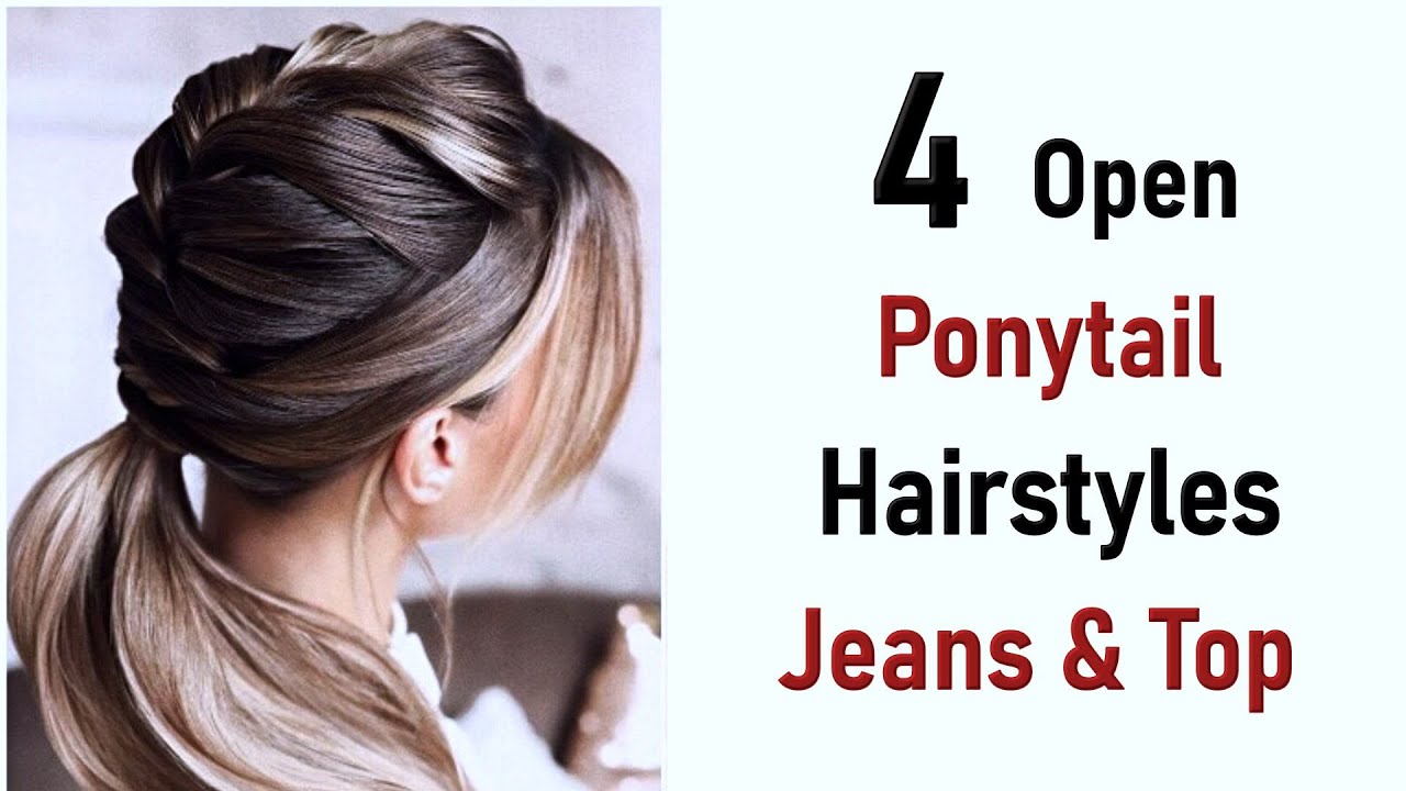 Stylish Ponytail Hairstyle | Jeans & Top | Open Hair Hairstyle - YouTube